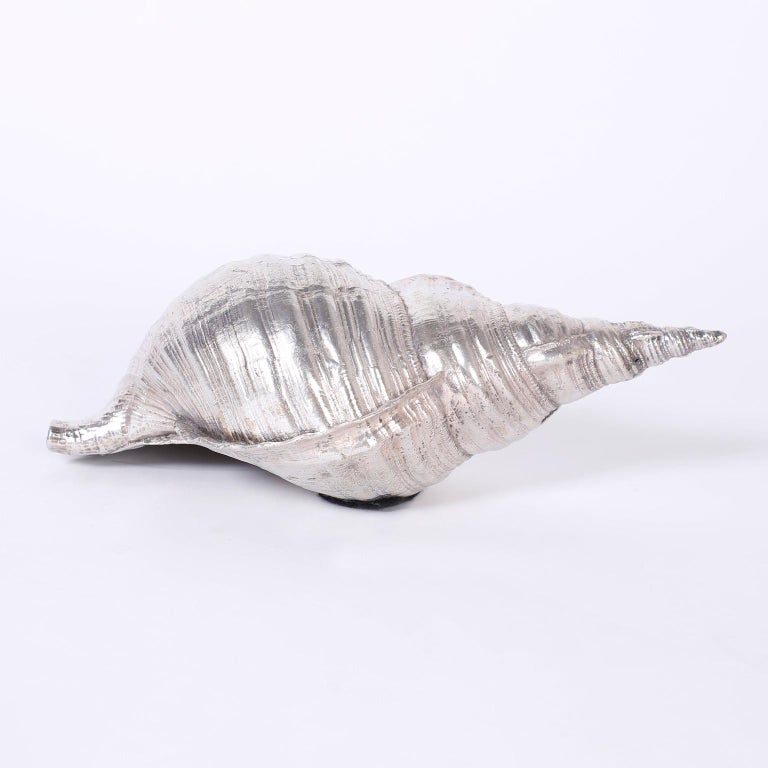 Two Silver Plated Metal Seashells at 1stDibs