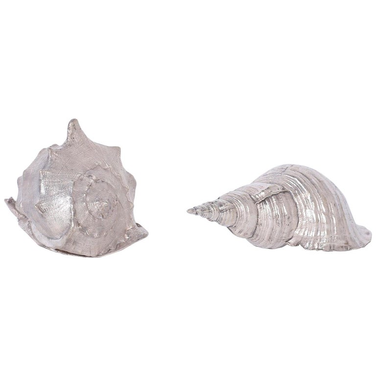 Two Silver Plated Metal Seashells at 1stDibs