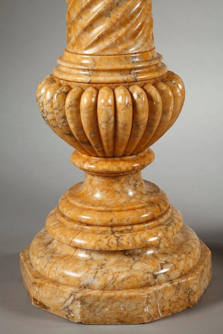 Two Spiraling Sienna Marble Columns For Sale at 1stDibs