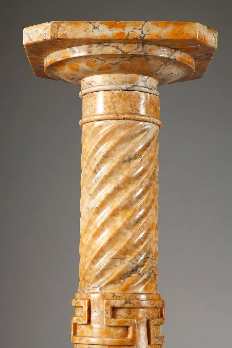 Two Spiraling Sienna Marble Columns For Sale at 1stDibs