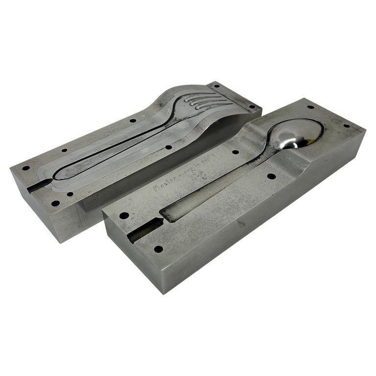 Two Stainless Steel Industrial Mold Sculptures for Silverware and ...
