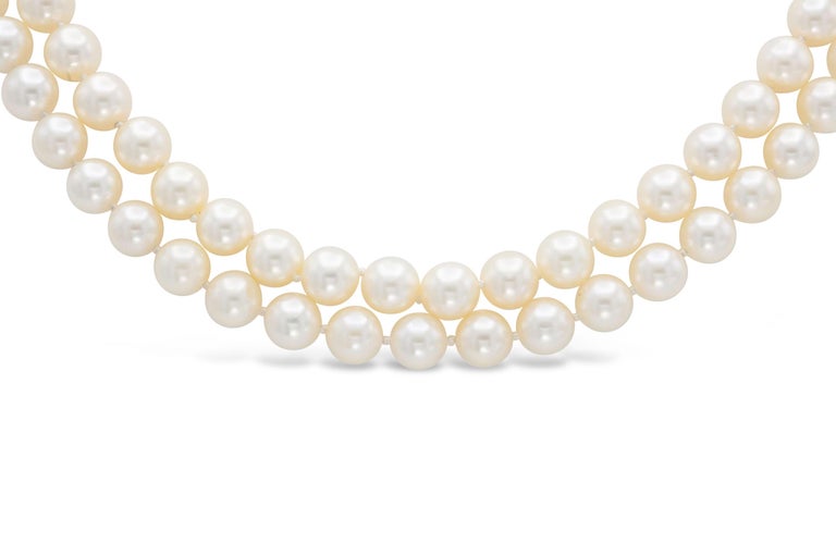 Two Strand Pearl Necklace For Sale at 1stDibs