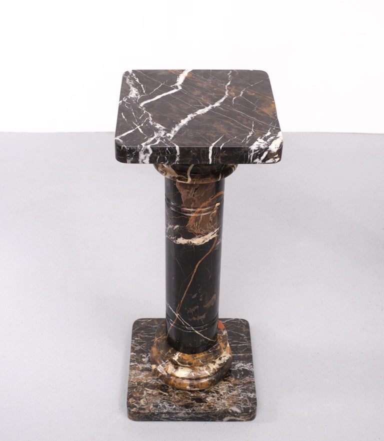 Two Stunning Black Portoro Marble Pedestals, Italy For Sale at 1stDibs