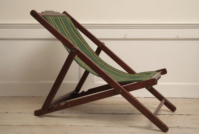 Two Teak Folding Canvas Adjustable Chairs, British Colonial at 1stDibs ...