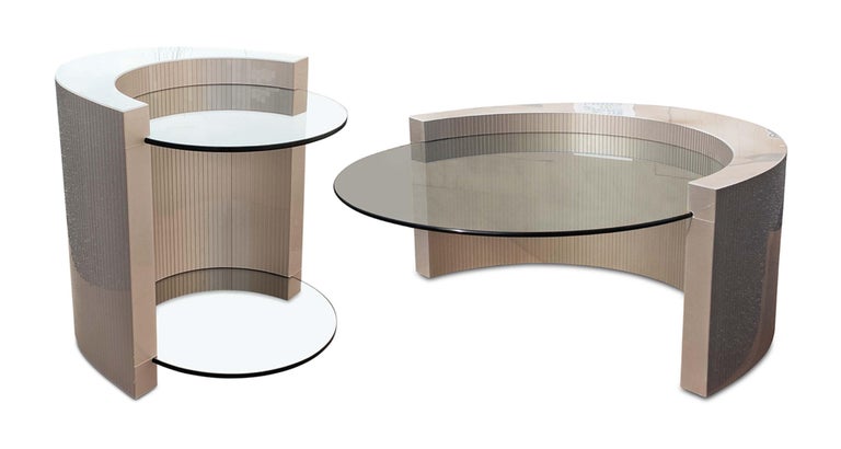 Post Modern Tiered Crescent Moon Shaped Acrylic Glass Side Table ...