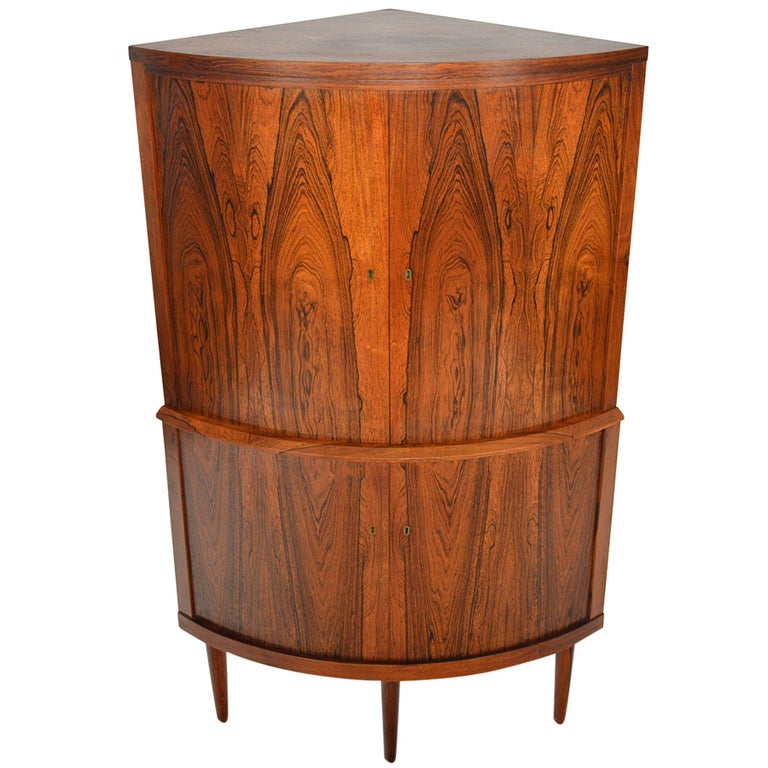Two-Tier Bow Front Corner Unit in Brazilian Rosewood at 1stDibs