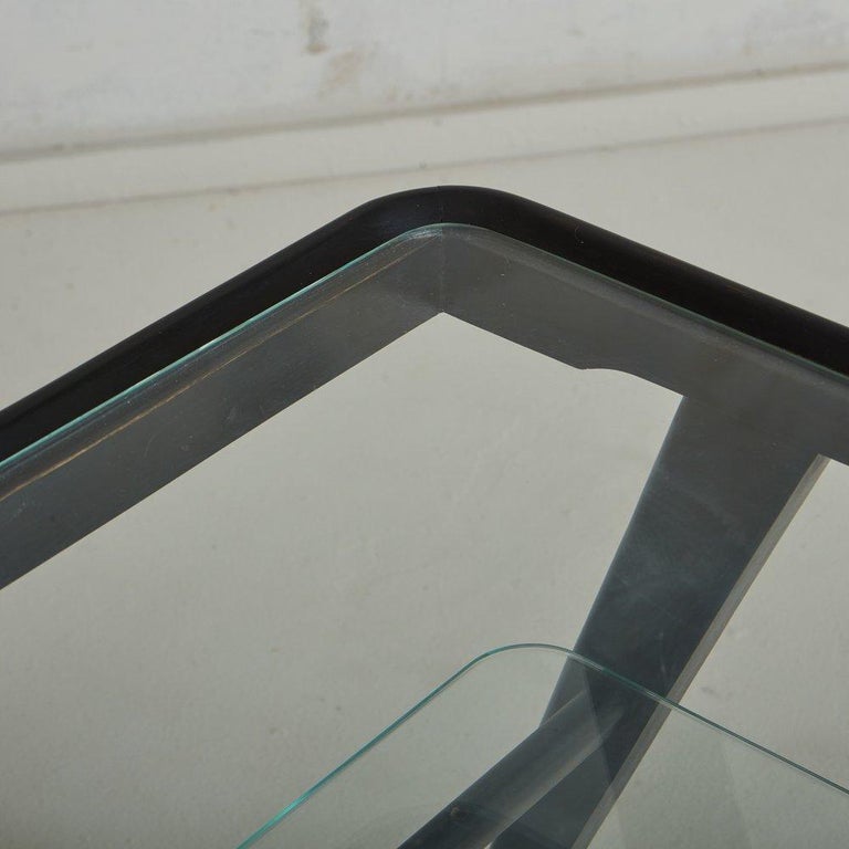 Two-Tier Ebonized Wood + Glass Side Table, Italy, 1960s For Sale at 1stDibs
