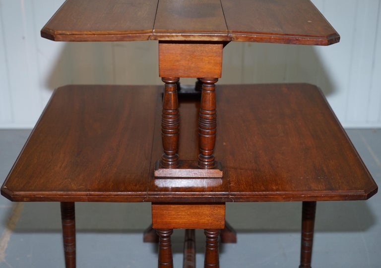 Two-Tier Folding Victorian Mahogany Side End Wine Occasional Dumb ...