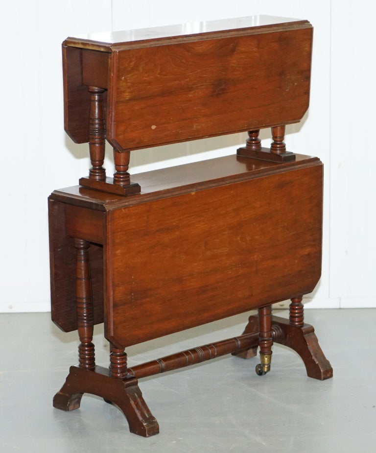 Two-Tier Folding Victorian Mahogany Side End Wine Occasional Dumb ...