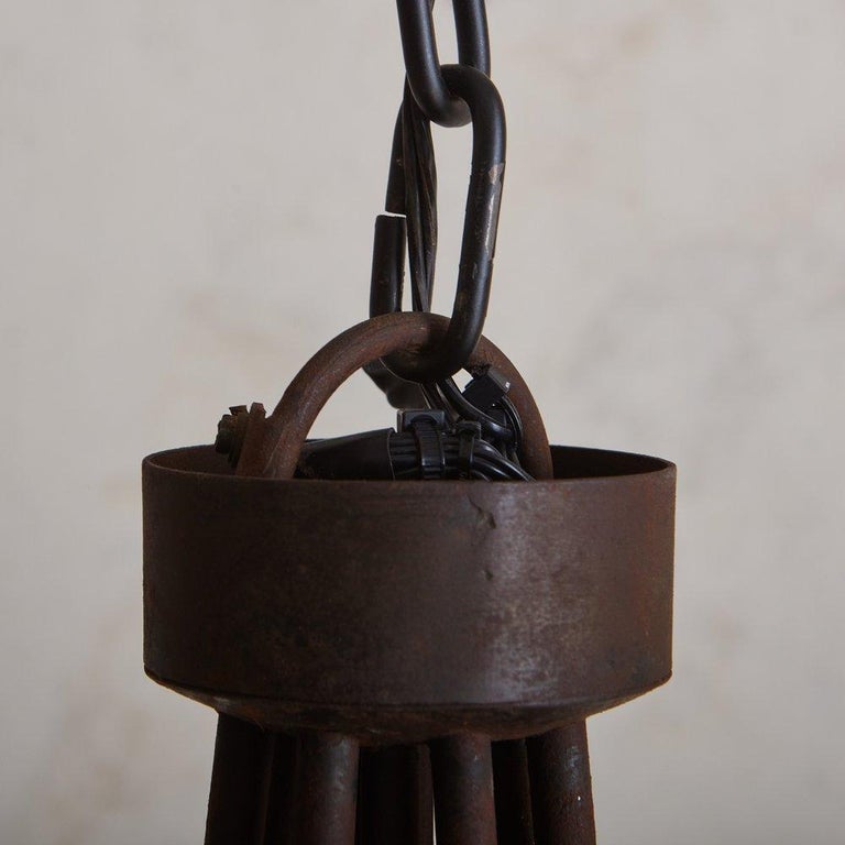 Two-Tier Patinated Iron Curved Chandelier, Italy, 1990s For Sale at 1stDibs