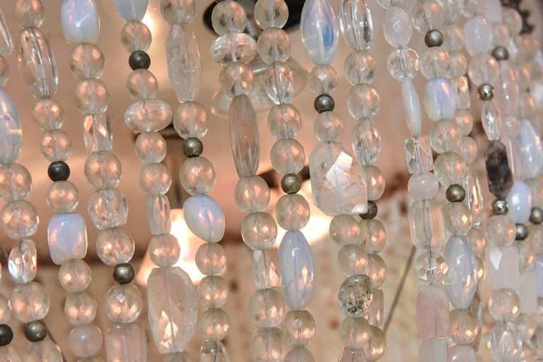 Two Tier Quartz and Stainless Steel Lavaliere Chandelier by Thomas ...