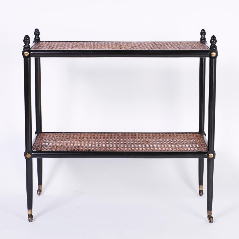 Two Tiered Caned Table at 1stDibs