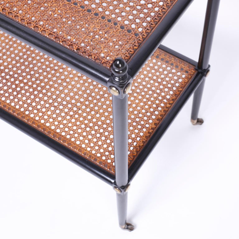 Two Tiered Caned Table at 1stDibs