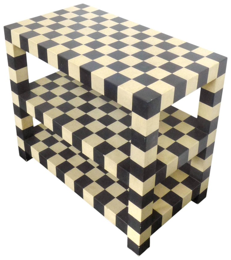 Two-Tiered Checkerboard Lacquered Table For Sale at 1stDibs