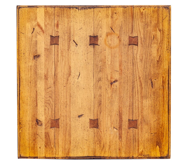 Two-Tiered Pine Table with Wrought Iron Legs For Sale at 1stDibs