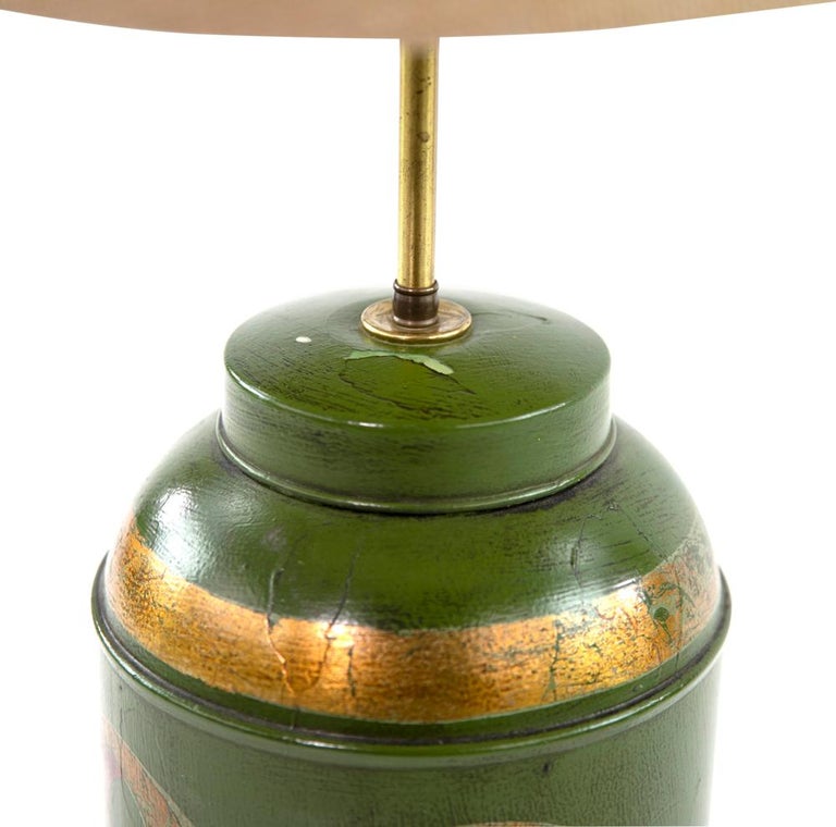Two Toleware Tea Caddy Lamps For Sale at 1stDibs