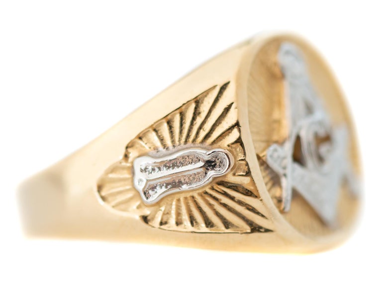 Two-Tone 14 Karat Gold Masonic Ring For Sale at 1stDibs | 14 karat gold masonic rings, masonic ...