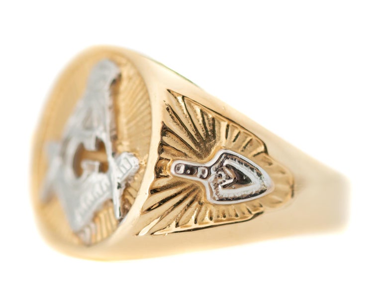 Two-Tone 14 Karat Gold Masonic Ring For Sale at 1stDibs | 14 karat gold masonic rings, masonic ...