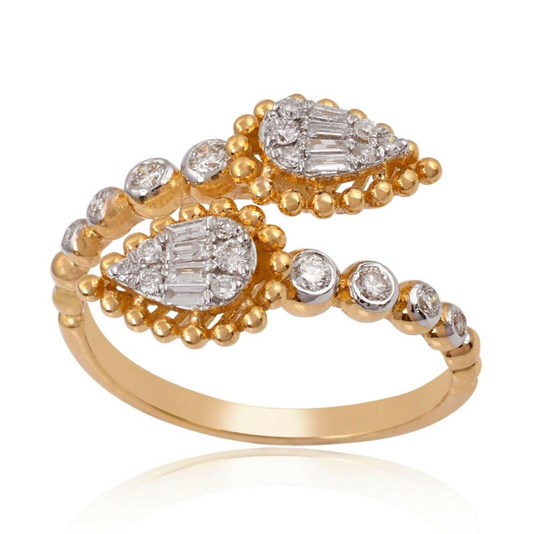 Customizable Two-Tone 18 Karat Gold Diamond Wrap Ring For Sale at 1stDibs
