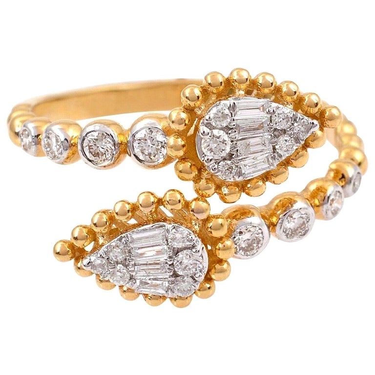 Customizable Two-Tone 18 Karat Gold Diamond Wrap Ring For Sale at 1stDibs