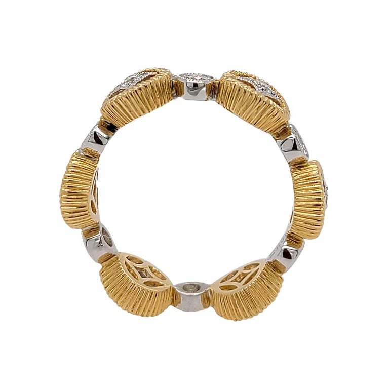 Two-Tone 18 Karat Gold Italian Eternity Diamond Ring For Sale at 1stDibs