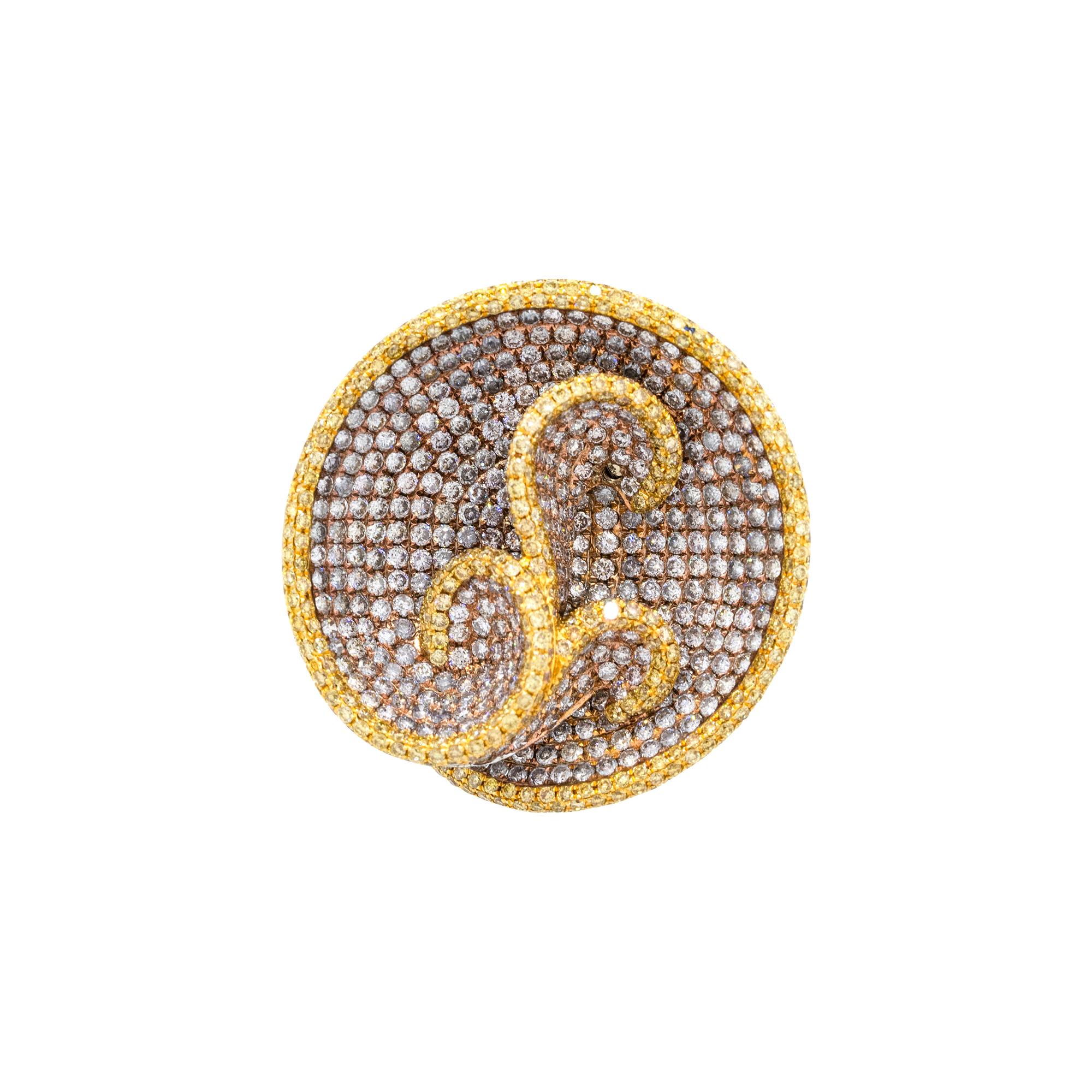 6.94 Carat Diamond Pave Wide Shield Style Ring 18 Karat in Stock For ...