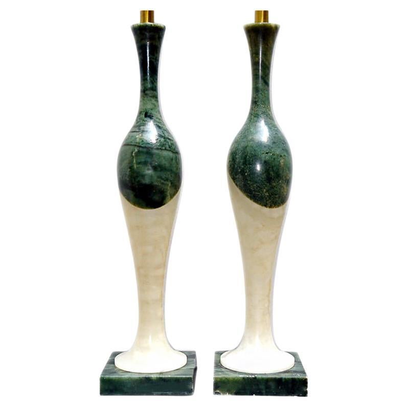 Two-Toned Square Leather Wrapped Table Lamp with Gold Trim For Sale at ...