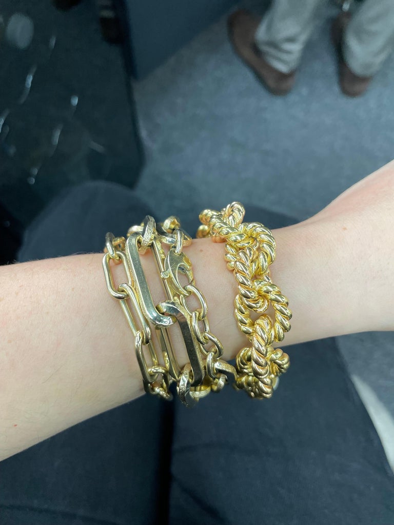 Two Tone Alternating 18 Karat Yellow and Rose Gold Twist Link Bracelet ...