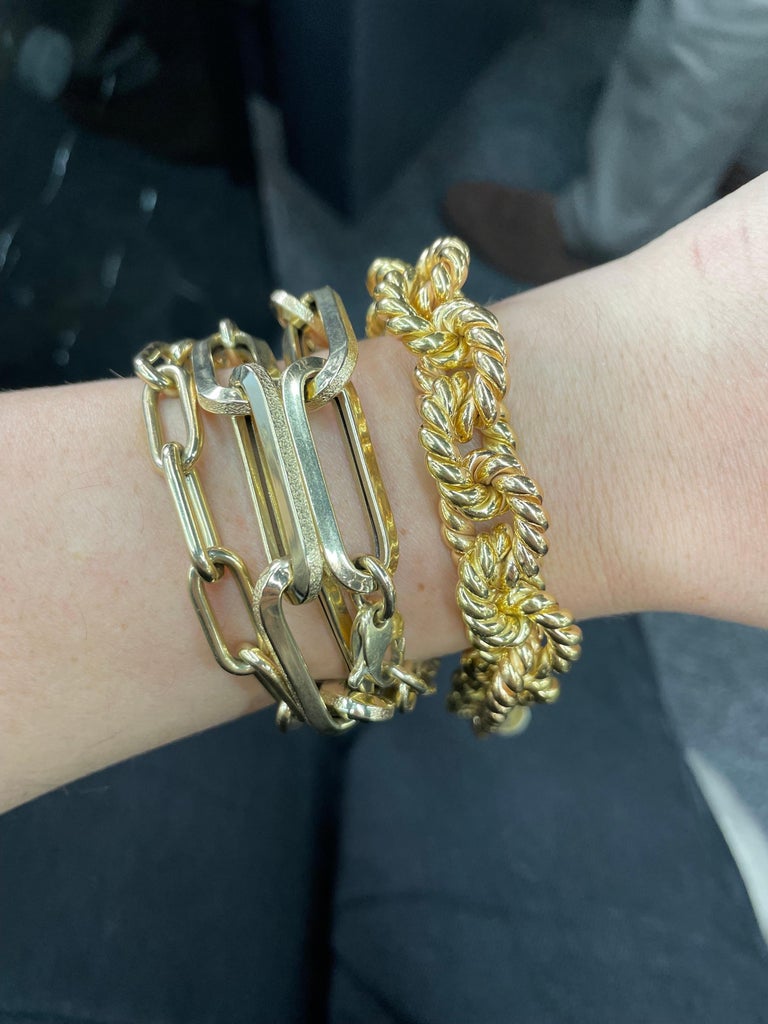 Two Tone Alternating 18 Karat Yellow and Rose Gold Twist Link Bracelet ...