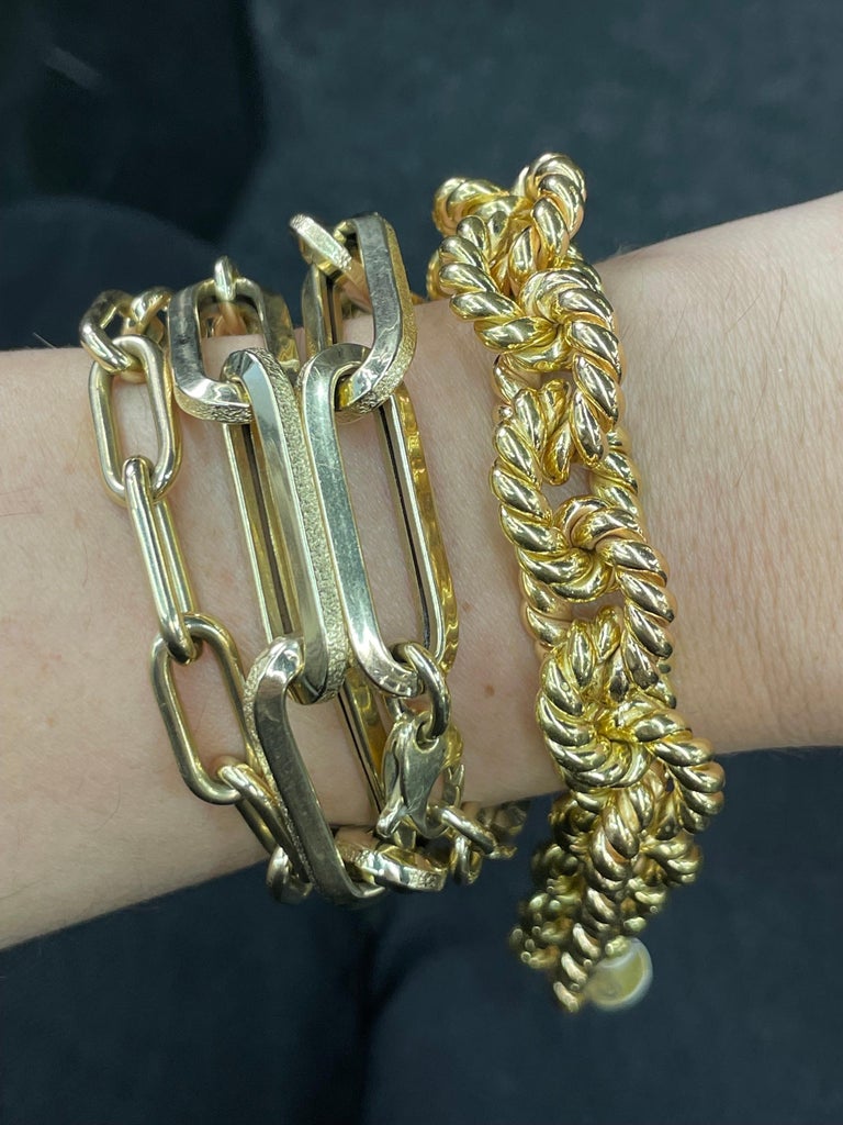 Two Tone Alternating 18 Karat Yellow and Rose Gold Twist Link Bracelet ...