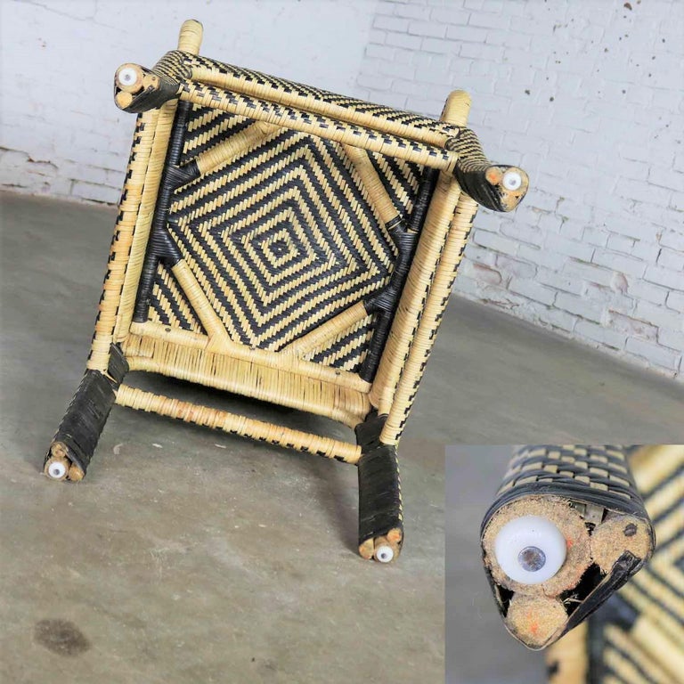 Two-Tone Chevron Pattern Rattan Wicker Tall Back Chair with Spiral Arms ...