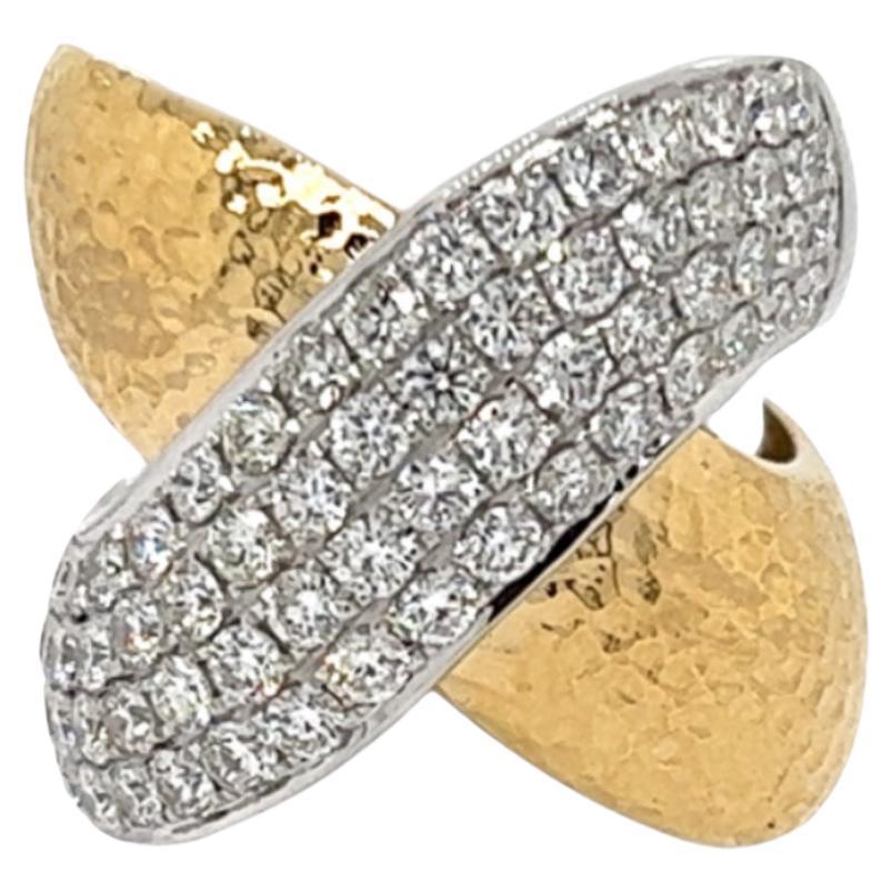 Criss Cross Diamond Gold Ring For Sale at 1stDibs