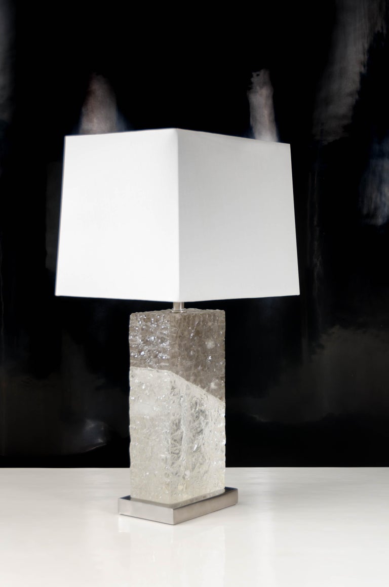 Two Tone Crystal Lamp, Crystal and Smoke Crystal by Robert Kuo, Hand ...
