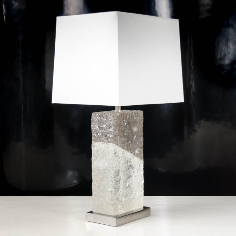 Two Tone Crystal Lamp, Crystal and Smoke Crystal by Robert Kuo, Hand ...