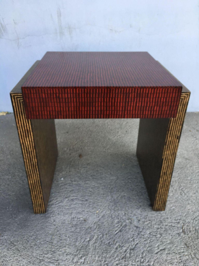 Two-Tone Cubist Style Side Table and Coffee Table Set, Set of 3 For ...