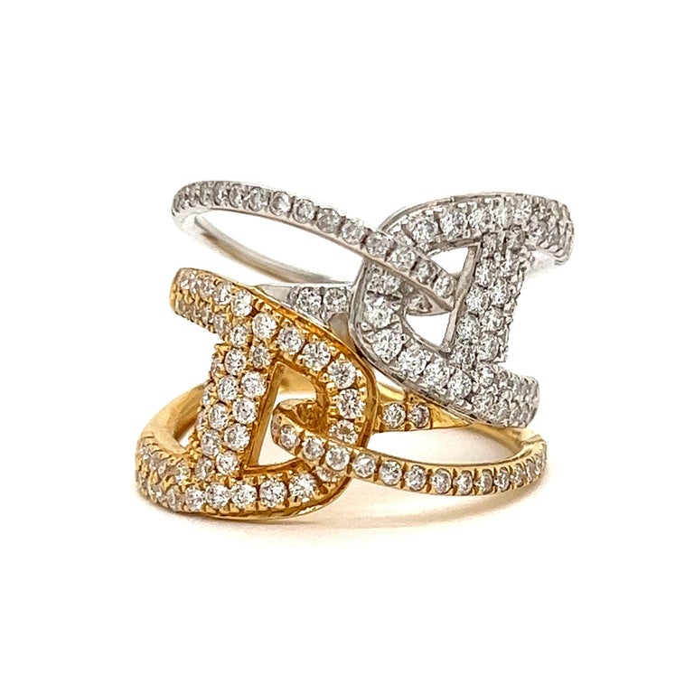 Two Tone Diamond Buckle Ring For Sale at 1stDibs