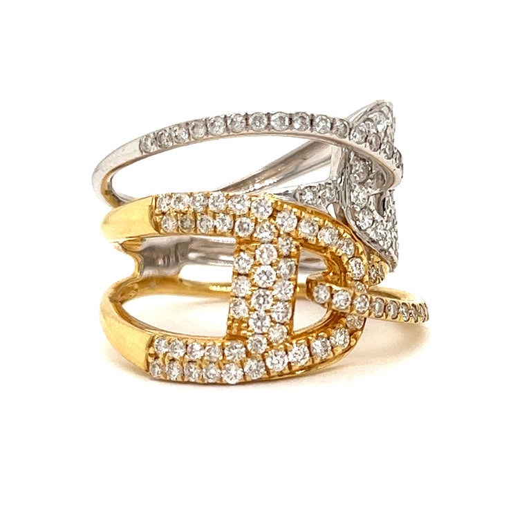 Two Tone Diamond Buckle Ring For Sale at 1stDibs