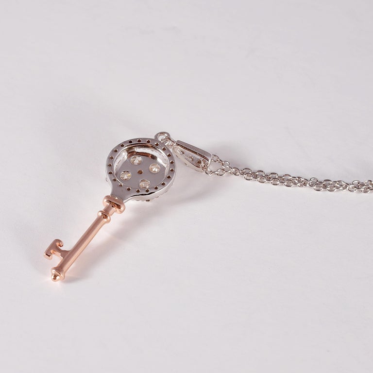 Two-Tone Diamond Key Necklace For Sale at 1stDibs