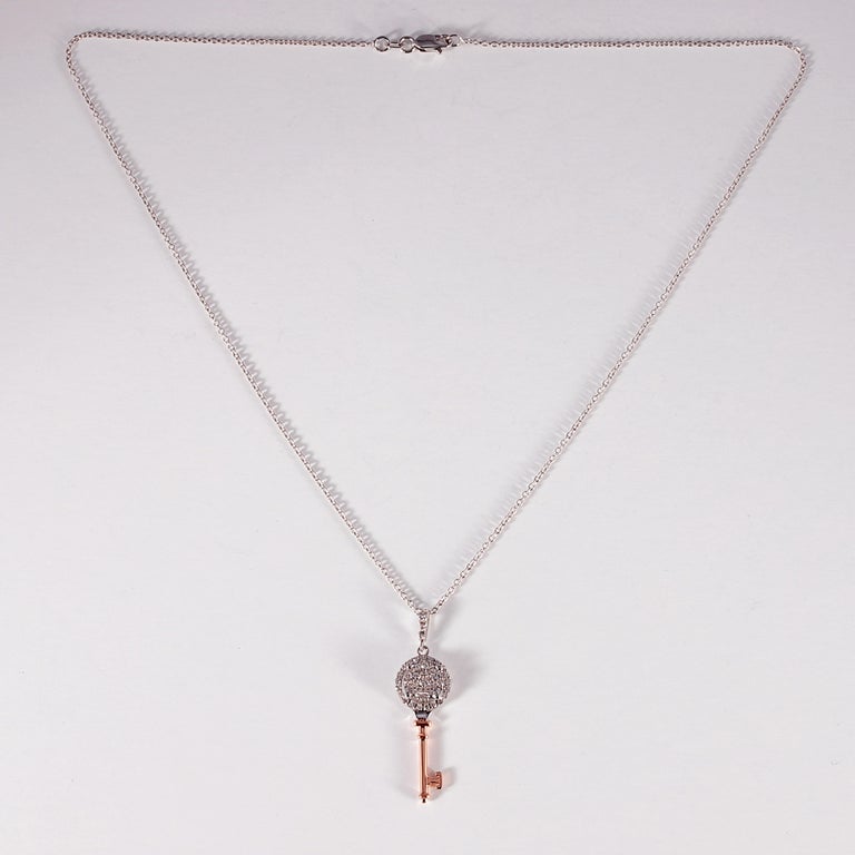 Two-Tone Diamond Key Necklace For Sale at 1stDibs