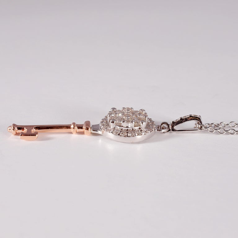 Two-Tone Diamond Key Necklace For Sale at 1stDibs