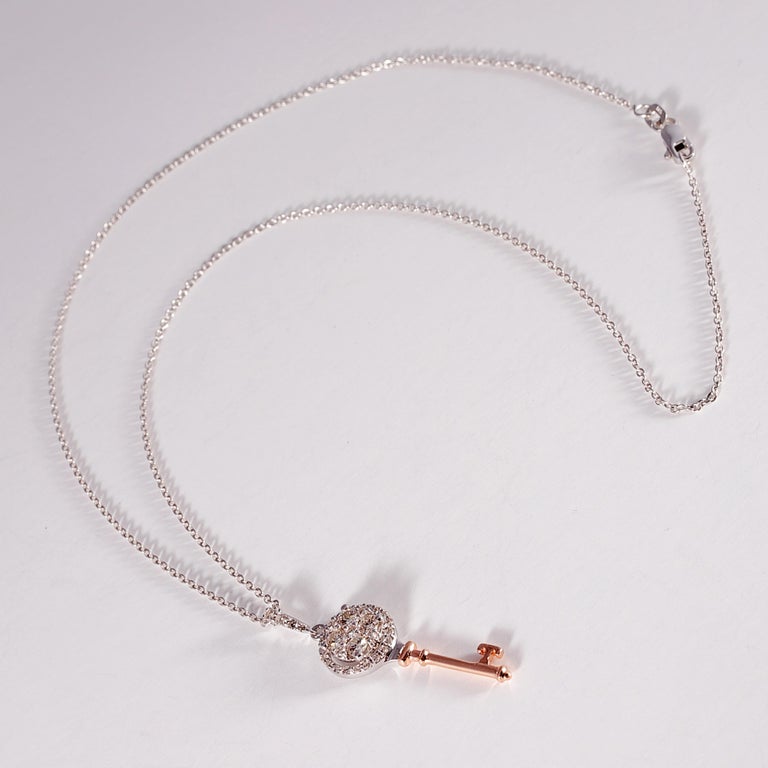 Two-Tone Diamond Key Necklace For Sale at 1stDibs