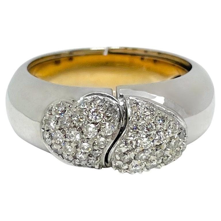 Two-Tone Diamond Pavé Hinged Dual "I Love You" Ring For Sale at 1stDibs