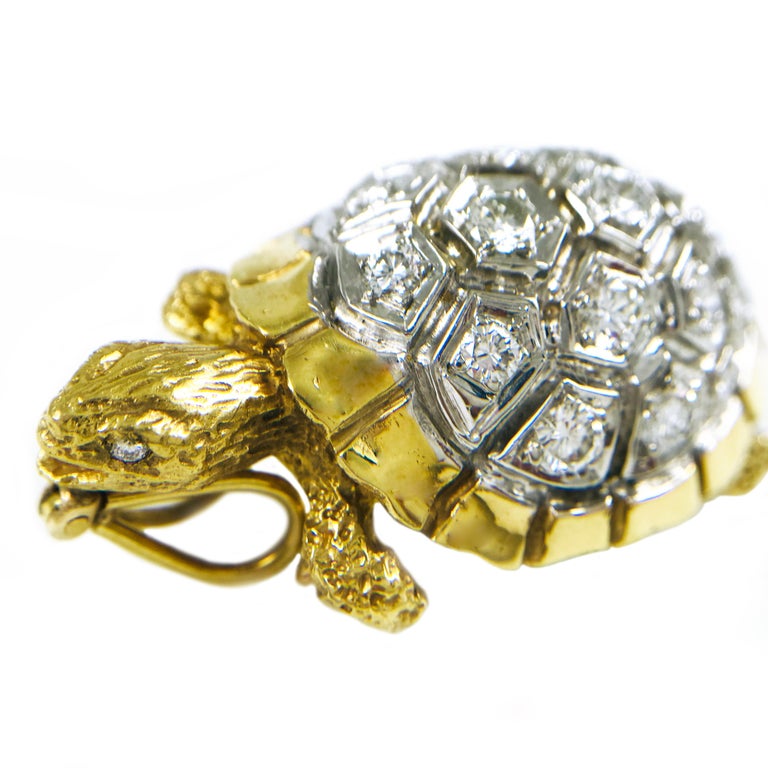Two-Tone Diamond Turtle Pendant/Brooch For Sale at 1stDibs | diamond ...