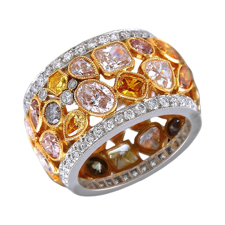Two Tone Fancy Color Diamond Wedding Ring For Sale at 1stDibs