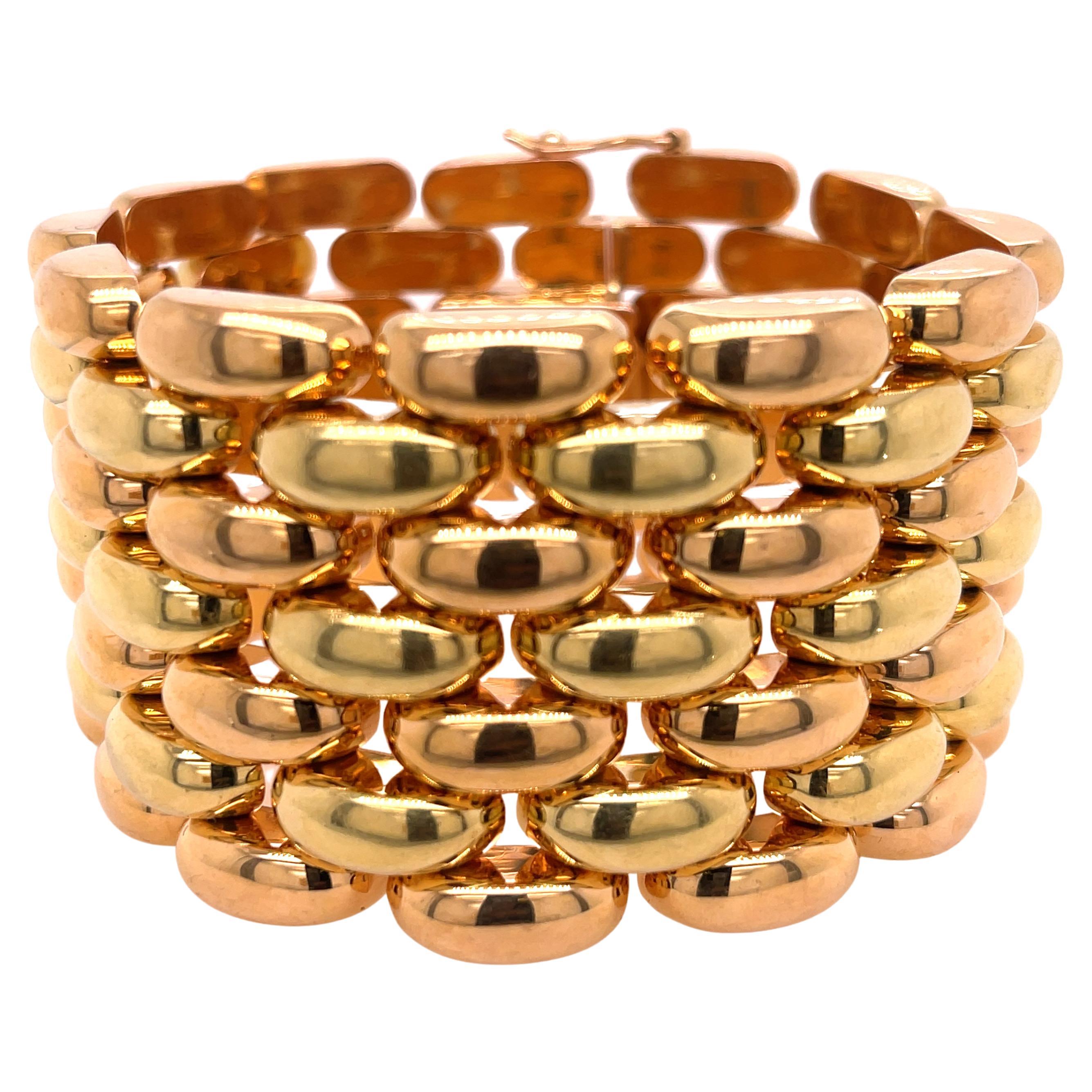 18K Gold Two-Tone Retro Bracelet For Sale at 1stDibs