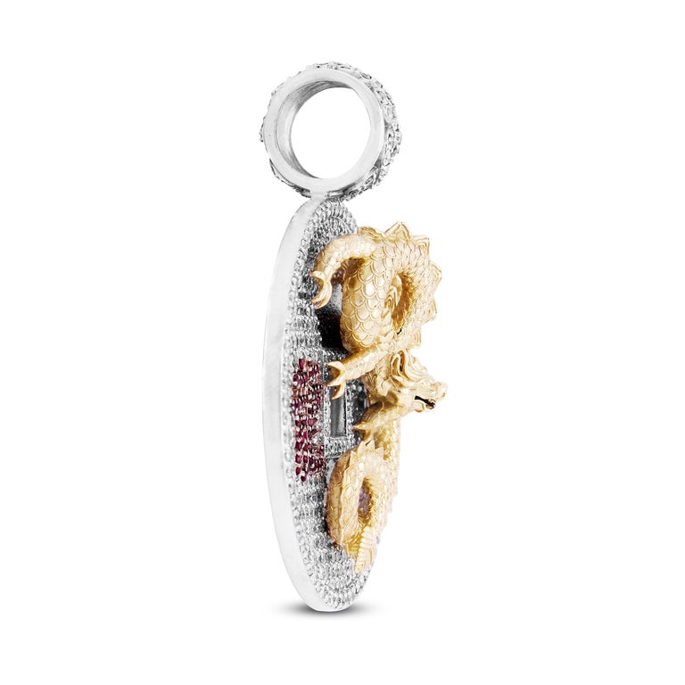 Two-Tone Gold and Diamond Dragon Pendant with Diamond Chain Necklace ...