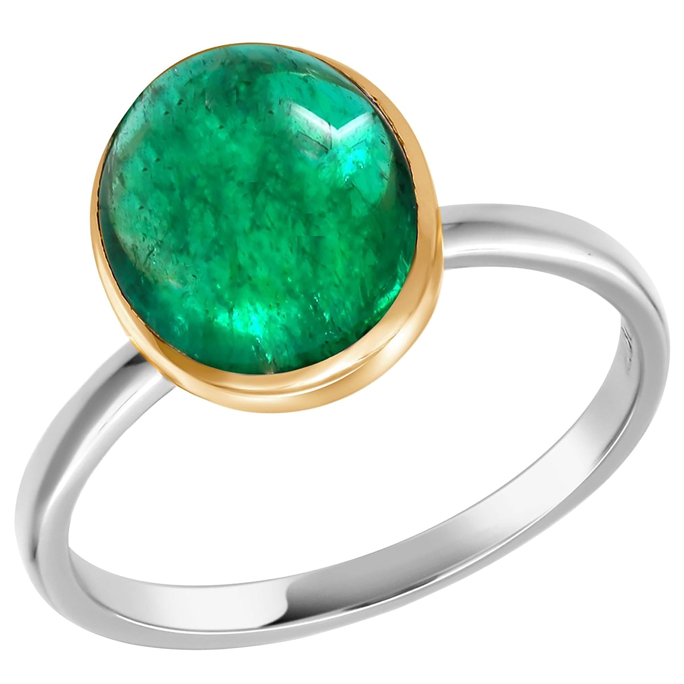 Fine High Domed Cabochon Emerald Ring at 1stDibs