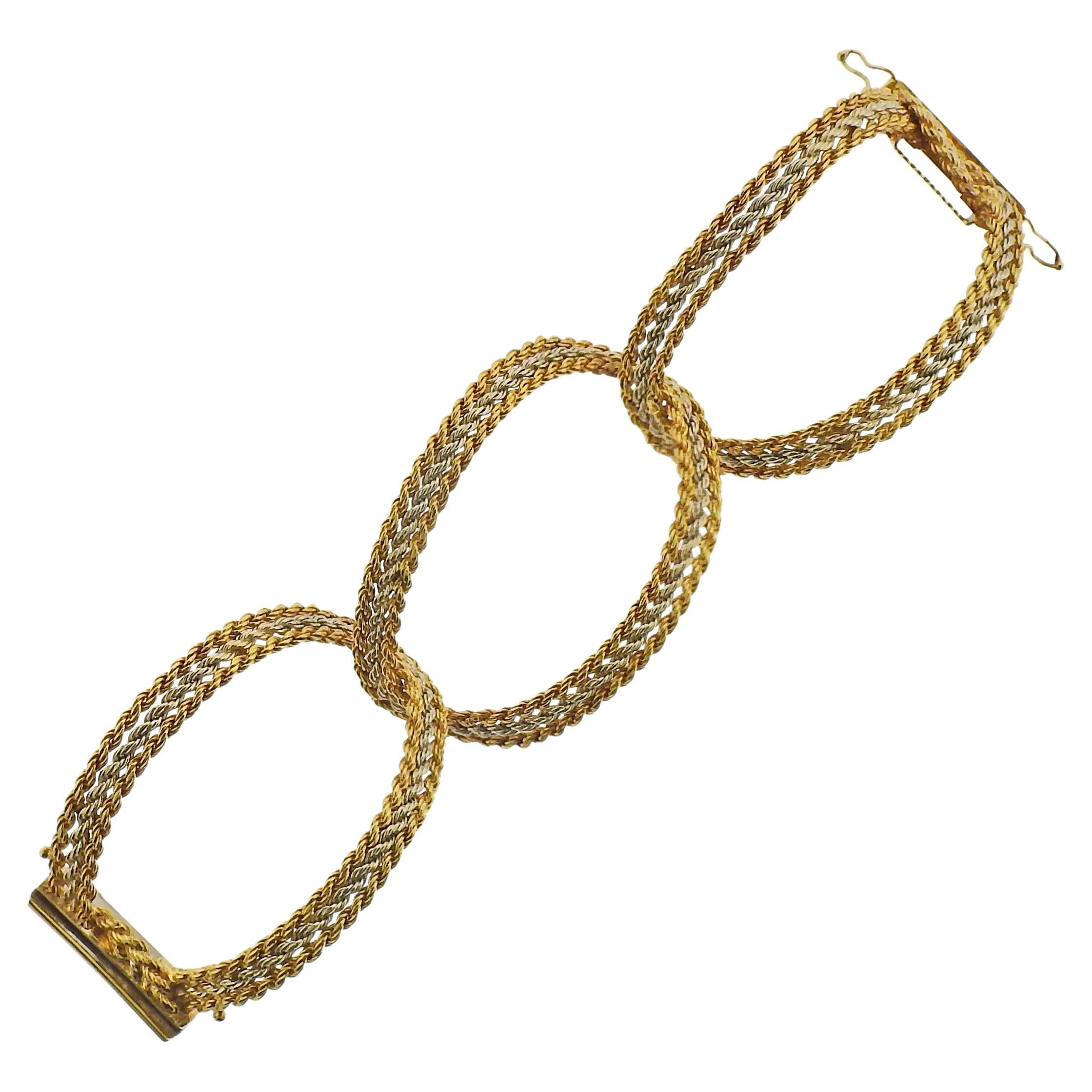 Large Italian Brushed Gold Link Bracelet at 1stDibs