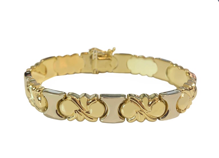 Two Tone Gold Link Bracelet For Sale at 1stDibs