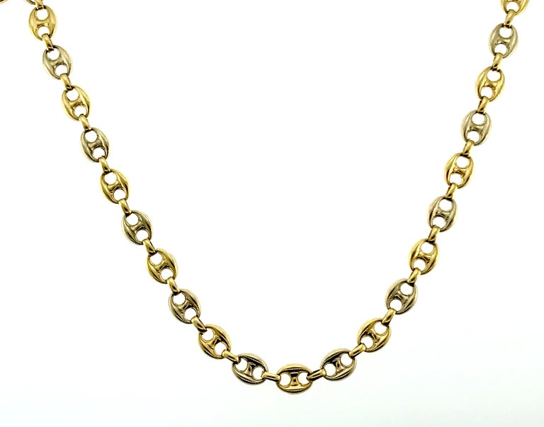 UnoAErre Two-Tone Gold Mariner Puffed Chain Necklace at 1stDibs
